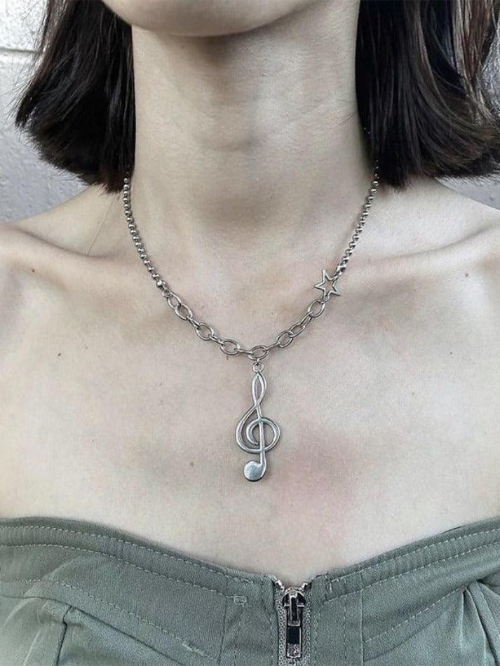 Musical Note Pendant Star Chain Splice Necklace – AnotherChill