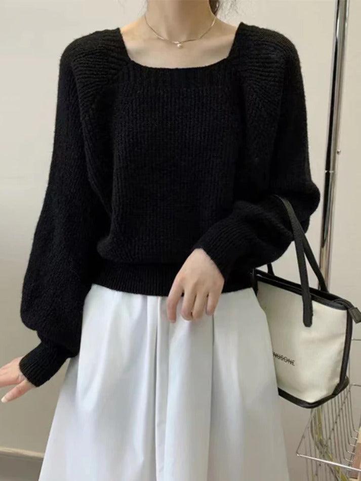 Solid Square Neck Pullover Sweater – AnotherChill