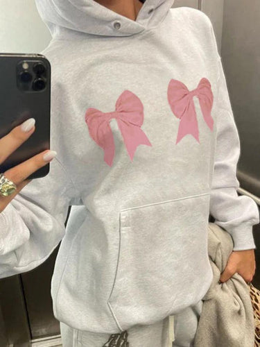 Street Bow Print Drawstring Oversized Hoodie – AnotherChill